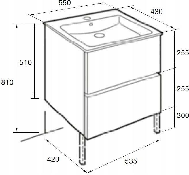 Roca Cube zestaw łazienkowy Unik 55 cm umywalka z szafką biały połysk ...