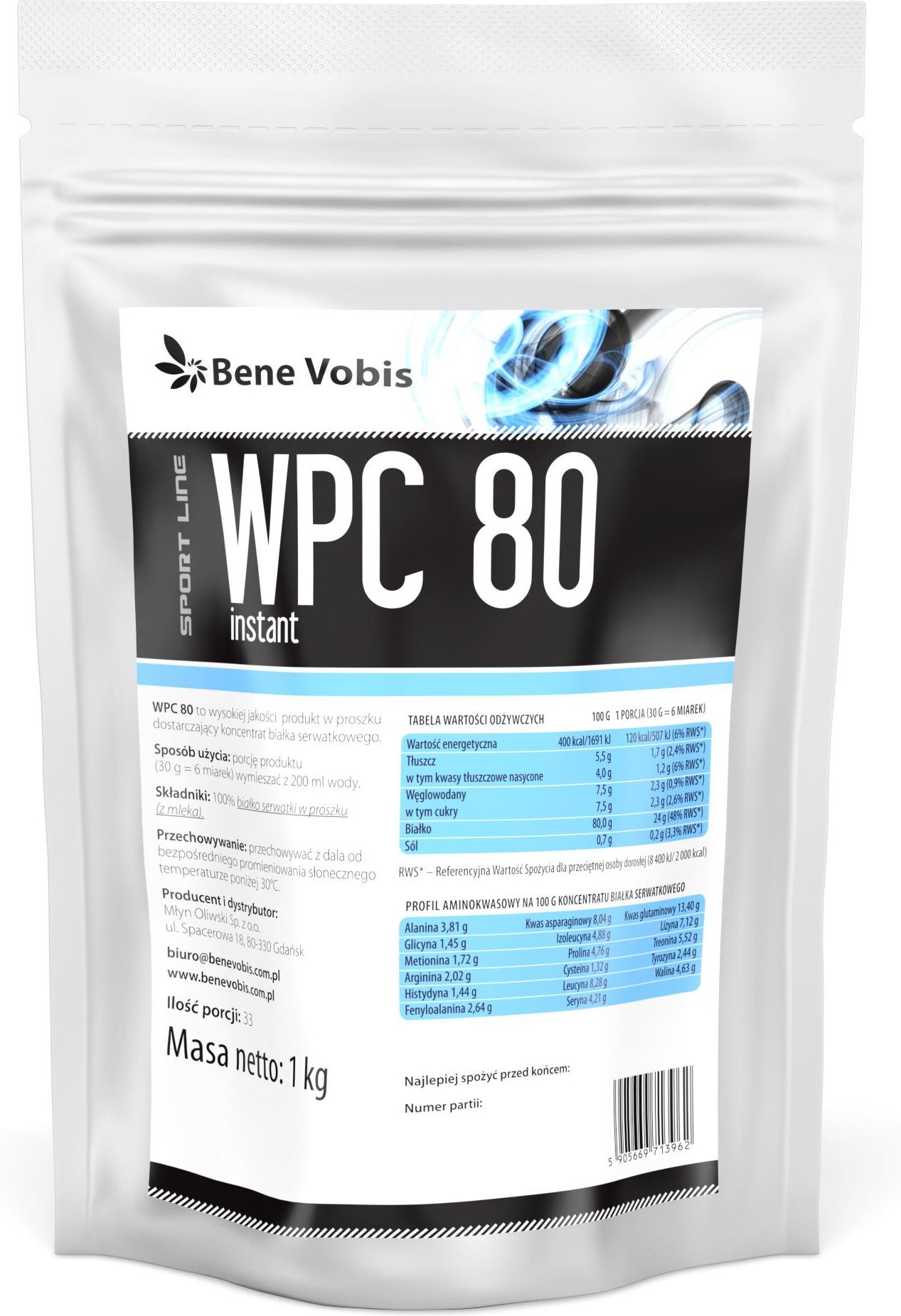 Odżywka białkowa Młyn Oliwski Białko Serwatkowe Instant Wpc 80 1Kg ...