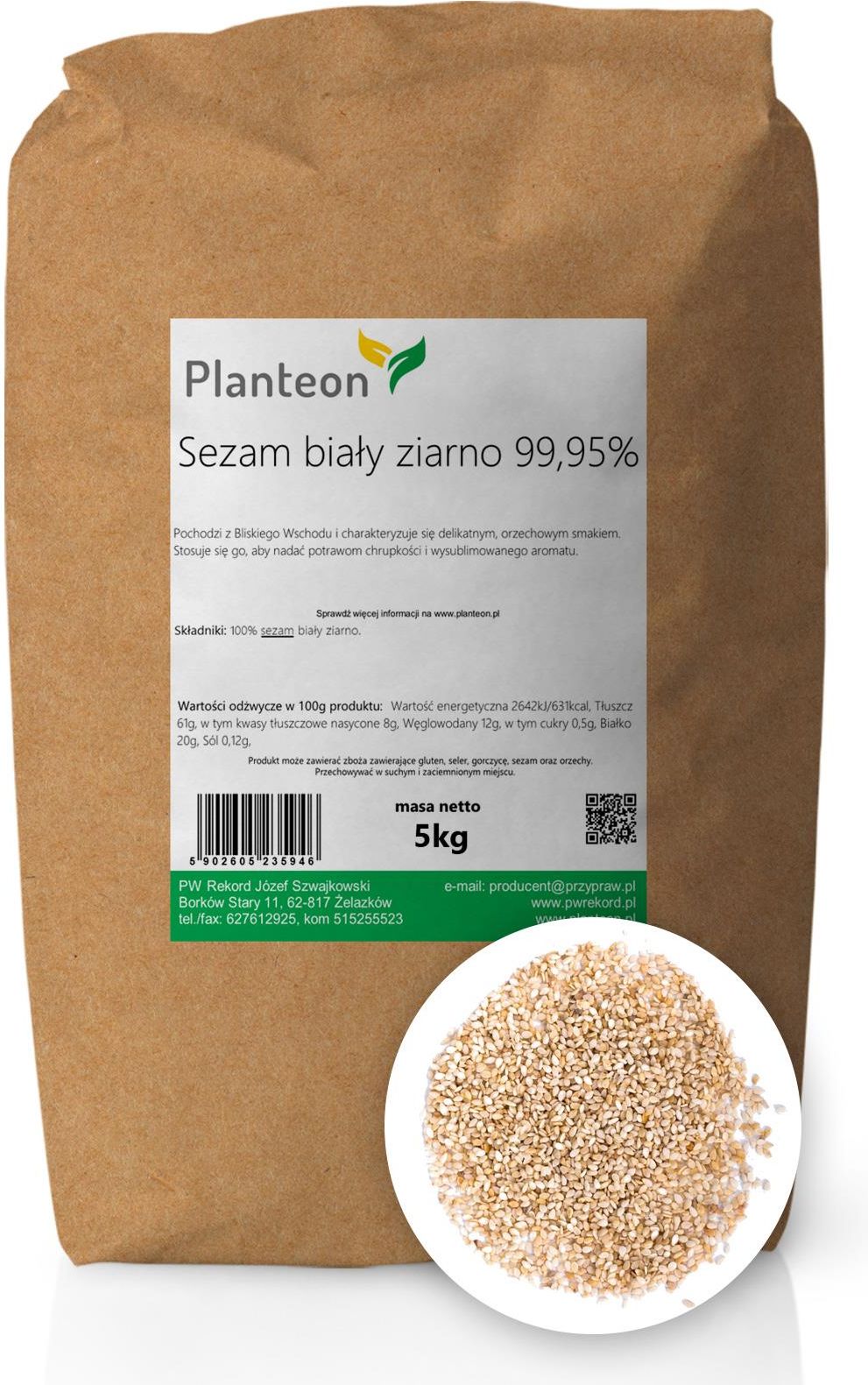 Planteon Sezam Biały Ziarno 99,95% 5Kg - Ceny i opinie - Ceneo.pl