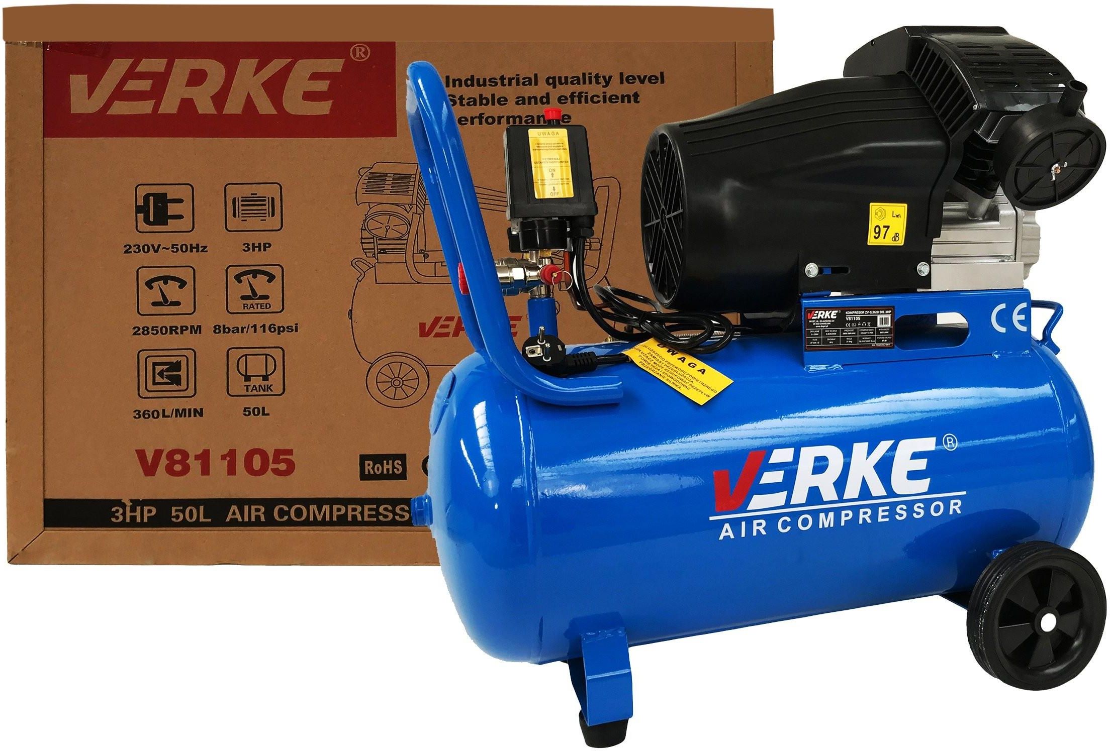 Verke 50L 8Bar 3Hp 360L/Min Zv V81105 - Opinie i ceny na Ceneo.pl