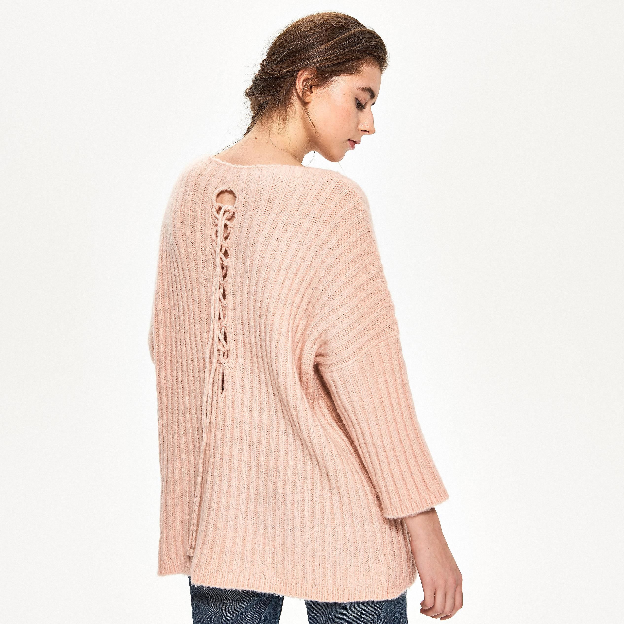 Sinsay - Sweter z wiązaniem z tyłu - Różowy - Ceny i opinie - Ceneo.pl