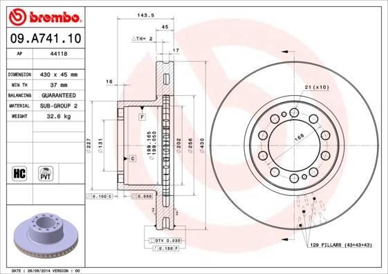 BREMBO TARCZA HAMULC. MERCEDES ACTROS 02- PRZÓD 09.A741.10 - opinie i ceny na Ceneo.pl