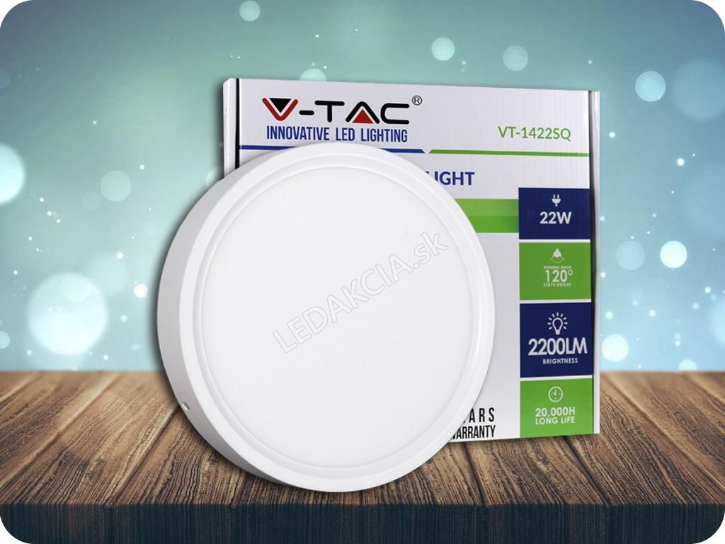 V-Tac Led Natynkowy Panel 22W, 2200Lm, Okrągły Barwa Światła: Ciepła ...
