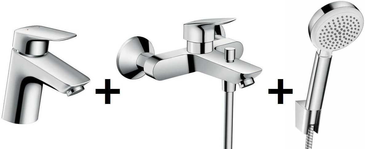 Zestaw prysznicowy Hansgrohe Logis Chrom 71070000+71400000+26666400 ...