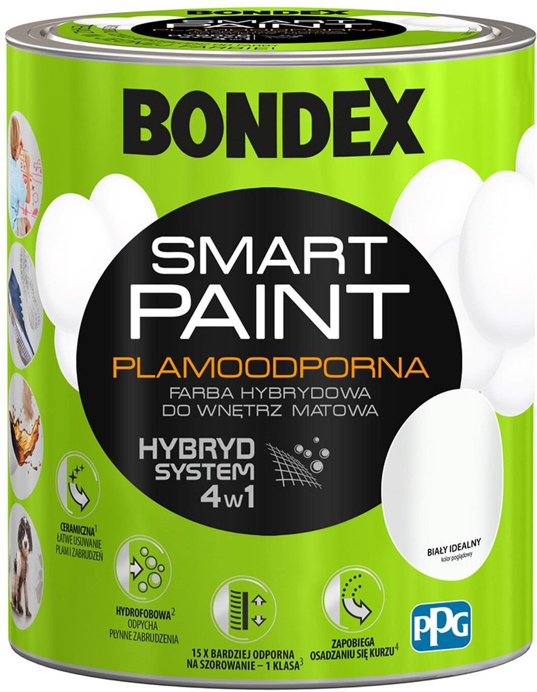 Farba Bondex Smart Paint Plamoodporna Hybrydowa Biały Idealny 4,5L ...