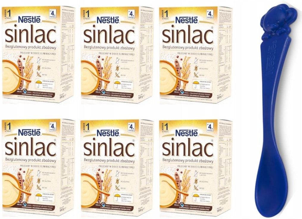 Nestle Sinlac Bezglutenowy Produkt Zbożowy Po 4 Miesiącu + łyżeczka ...