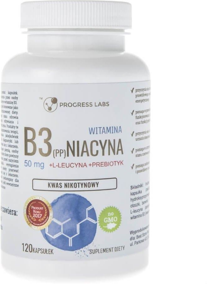 Progress Labs Niacyna Witamina B3 PP 50mg + Inulina 120 kaps - Opinie i ...