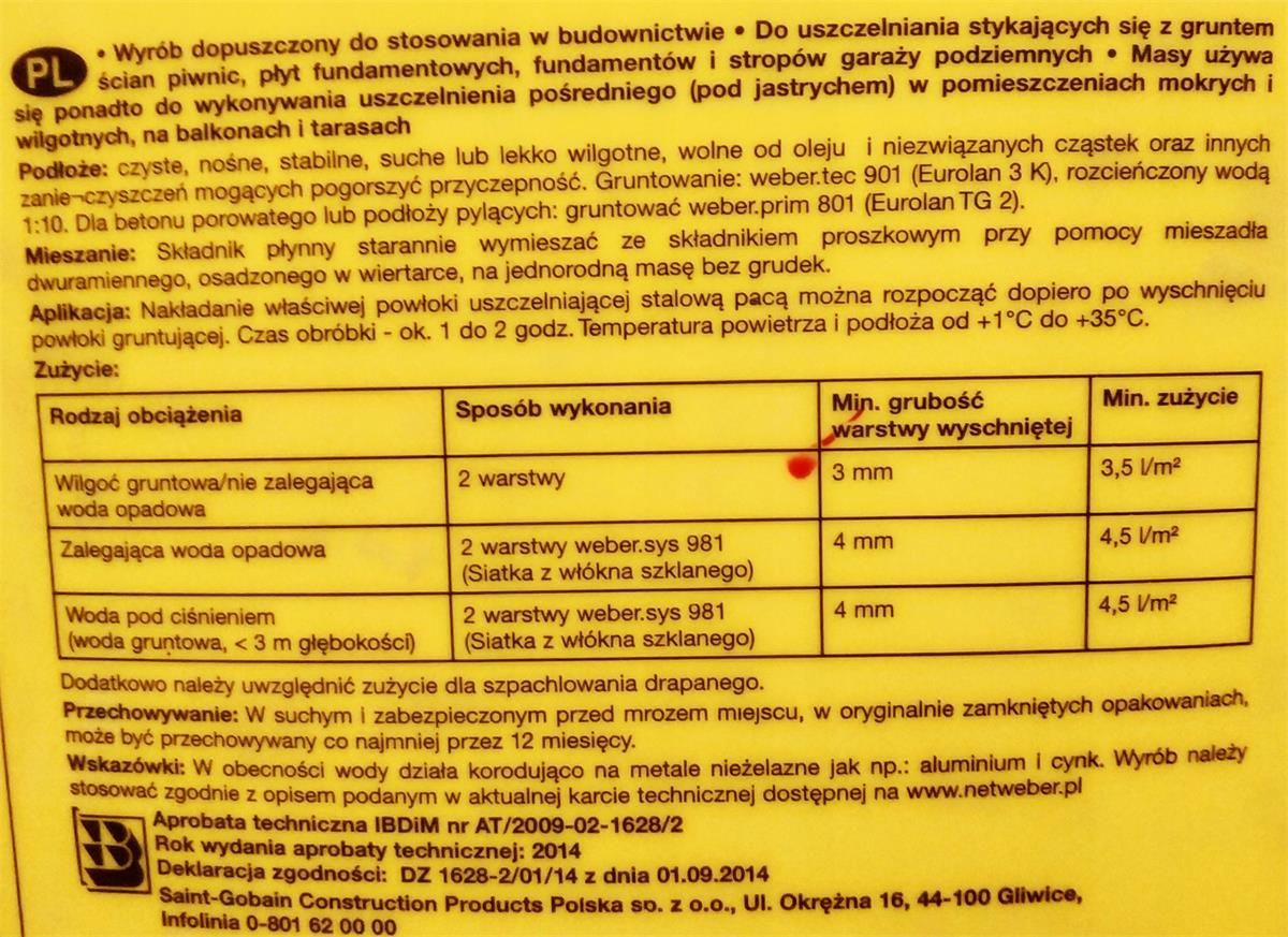 Weber Tec Superflex 10 Dwuskładnikowa Masa Uszczelniająca 30L 910234292 ...