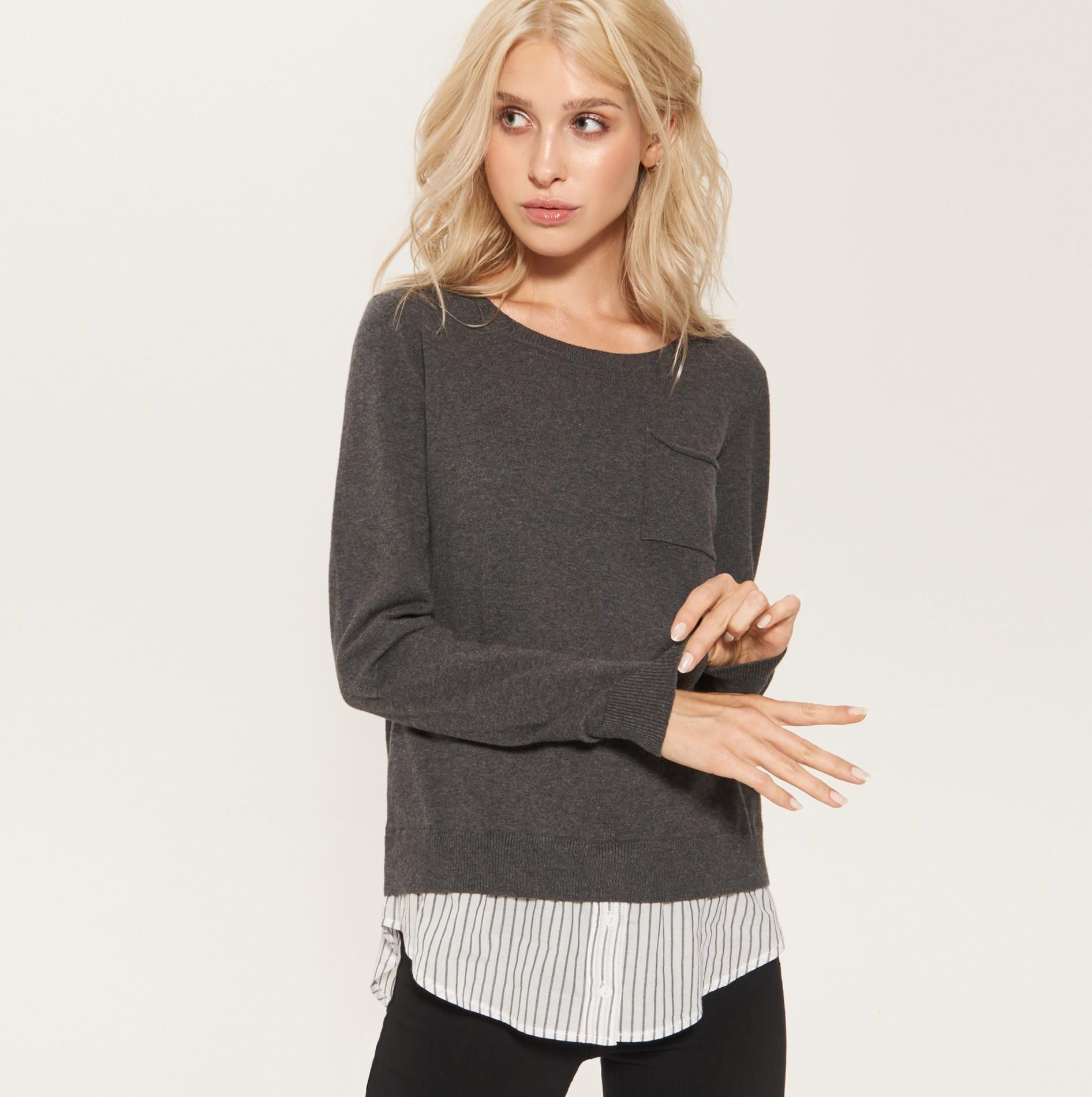 House - Sweter z koszulą - Szary - Ceny i opinie - Ceneo.pl