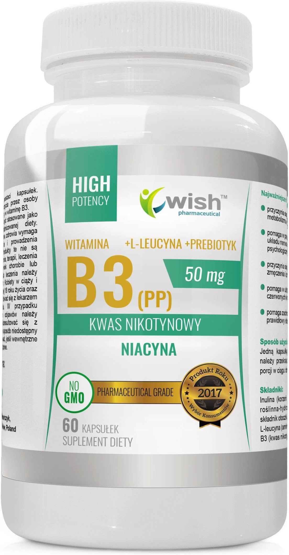Wish Niacyna witamina B3 kwas nikotynowy inulina 60 kaps - Opinie i ...