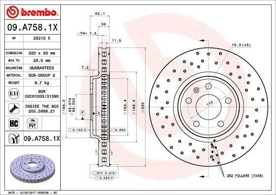 Brembo Tarcza Hamulcowa 09.A758.1X - opinie i ceny na Ceneo.pl