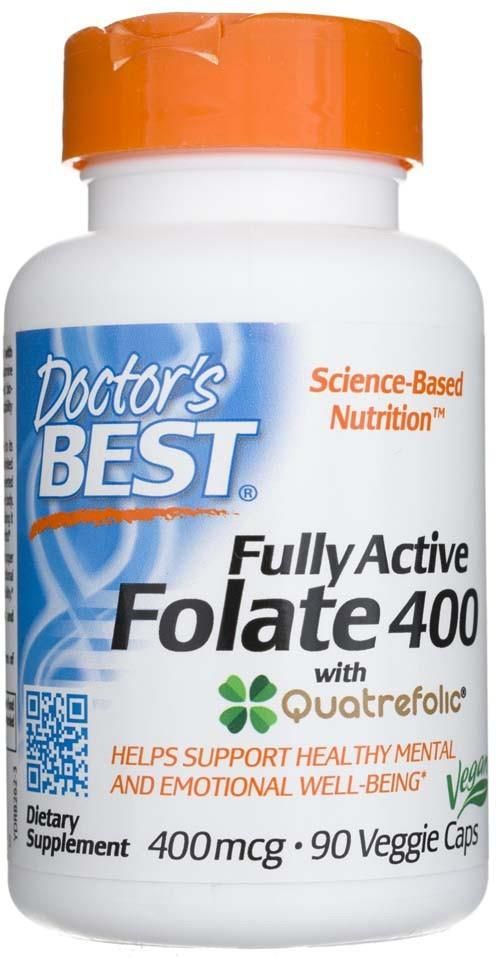Doctor's Best Fully Active Folate 400 with Quatrefolic 400mcg 90kaps ...