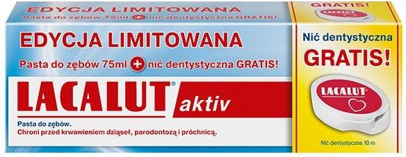 Lacalut Activ Pasta do zębów paradontoza 75ml + nić dentystyczna ...