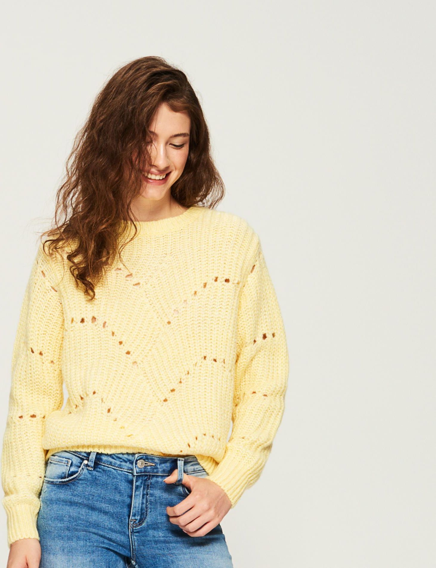 Sinsay - Ażurowy sweter - Żółty - Ceny i opinie - Ceneo.pl