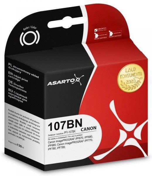 Tusz Asarto tusz do Canon 107BN , PFI107BK , 130 ml , black (AS-C107BN ...