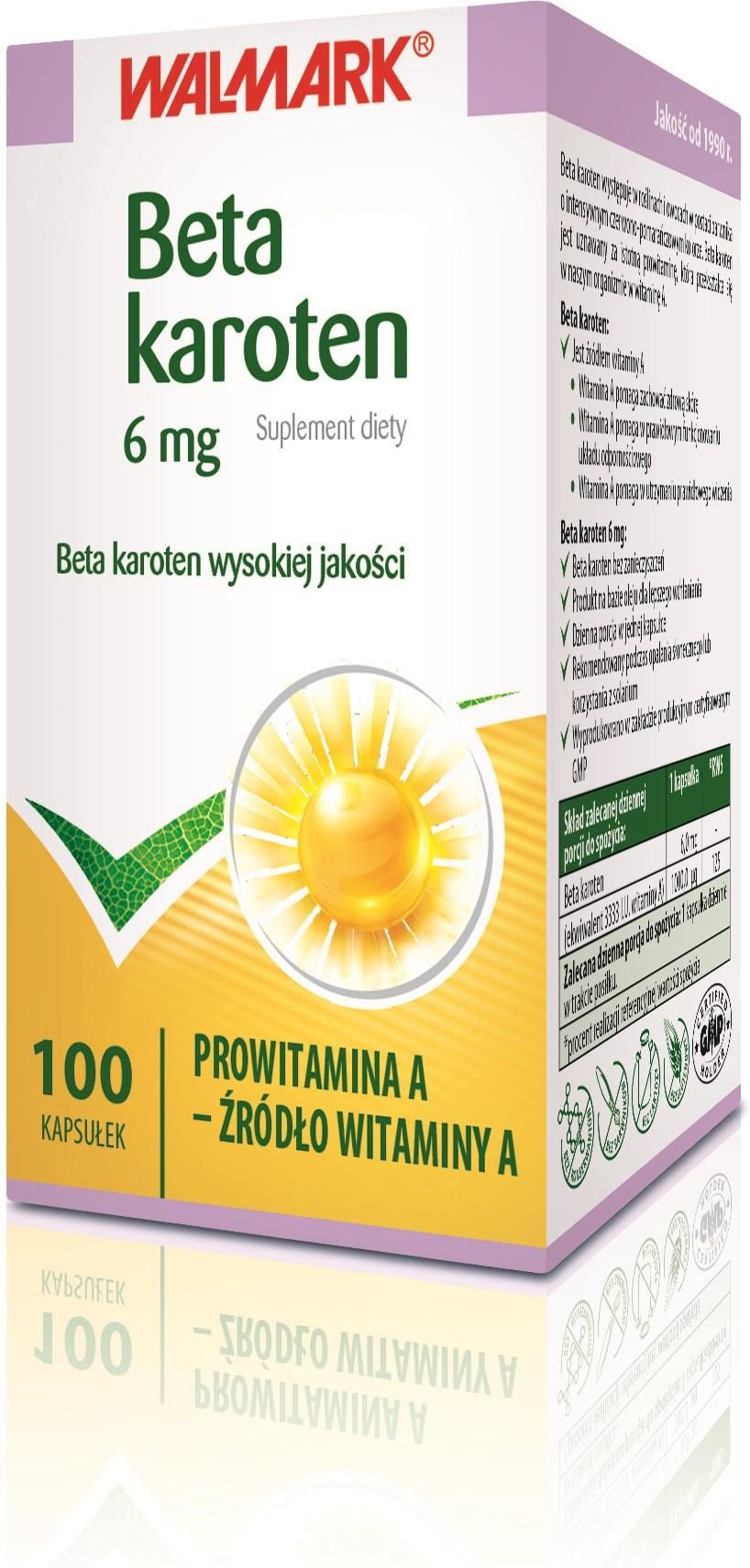 Beta-Karoten 6mg 100 kapsułek - Opinie i ceny na Ceneo.pl
