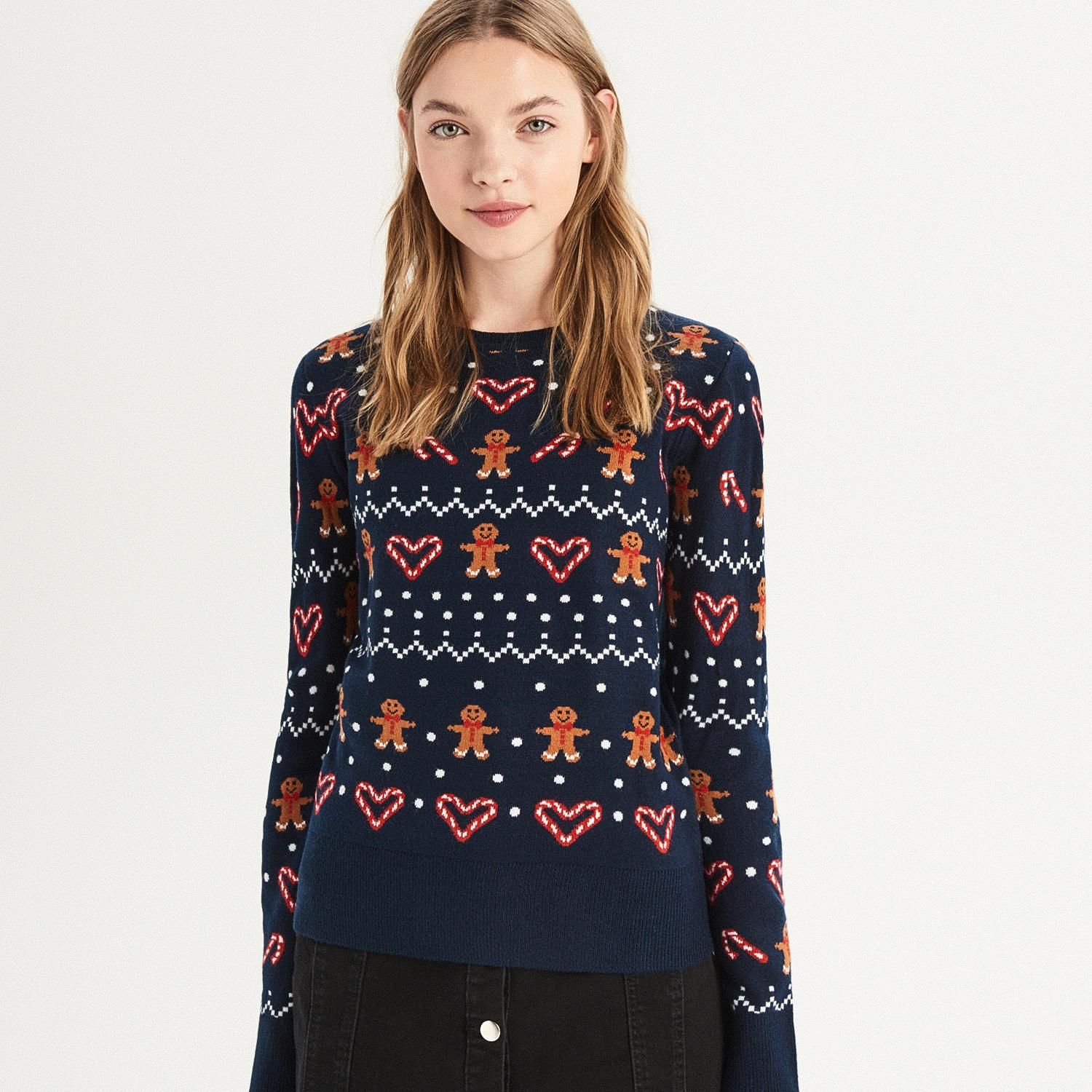 Sinsay - Sweter ze świątecznym wzorem - Granatowy - Ceny i opinie ...