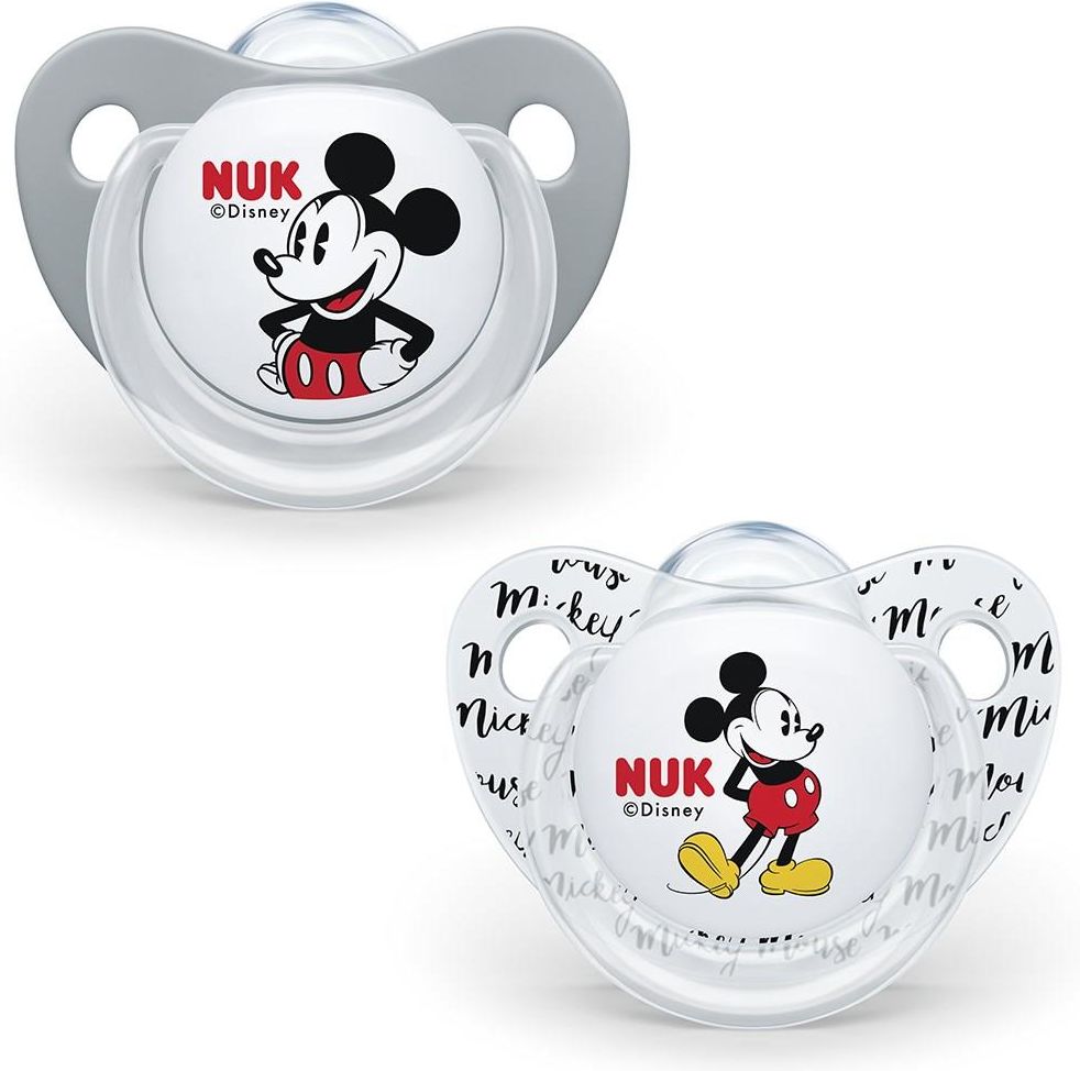 NUK Trendline Disney Myszka Miki silikonowy 6-18M szary 2 szt. - Ceny i opinie - Ceneo.pl