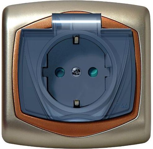 Gniazdo elektryczne Ospel Gniazdo ścienne TON METALIC z/u schuko IP-44 ...
