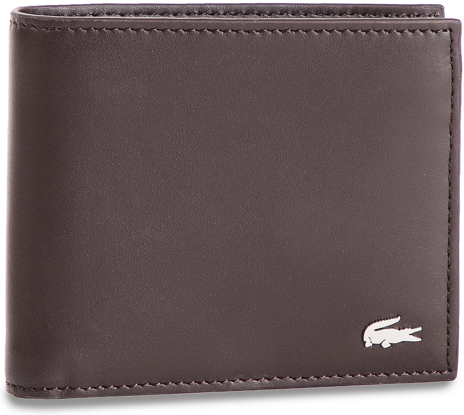 Duży Portfel Męski LACOSTE - Large Billfold & Coin NH1112FG Dark Brown ...