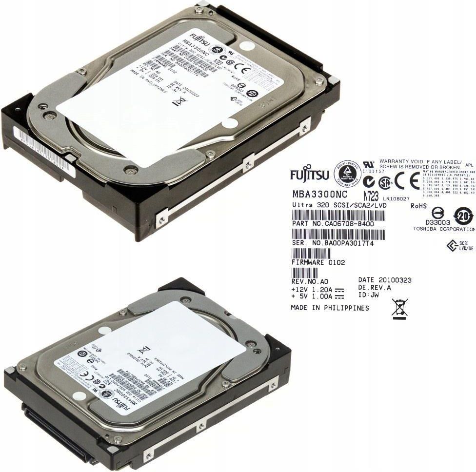 Dysk serwerowy Fujitsu SCSI 300GB 3,5cala 15 KPRM 8MB 80pin (MBA3300NC ...