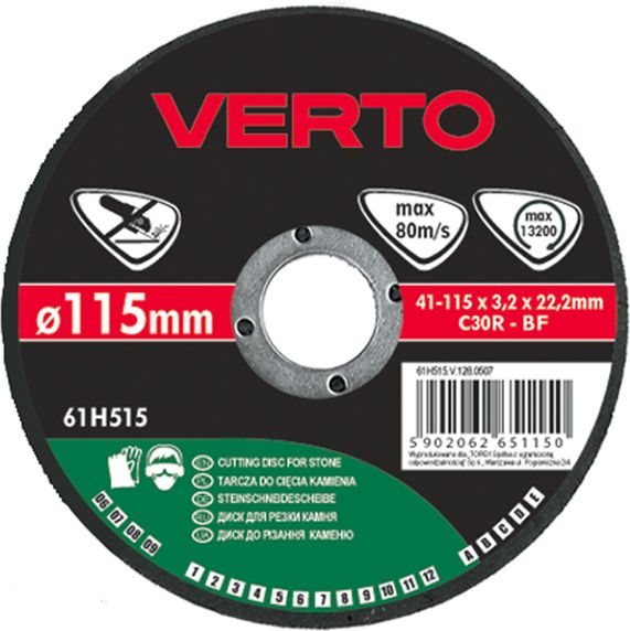 Tarcza tnąca VERTO Tarcza do cięcia kamienia 115x3.0x22mm 61H515 - Opinie i ceny na Ceneo.pl