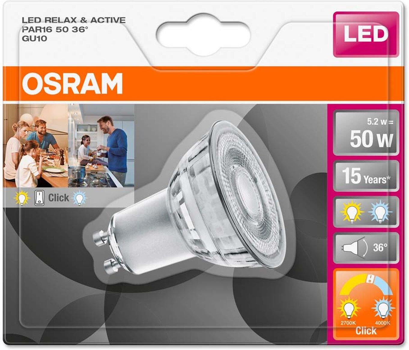 Osram Led Star+ Relax Par 16 50 36° 52W/2700K Gu10 15000H - Opinie i ...