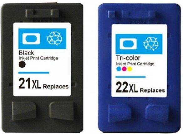 Tusz Print.ink Komplet tuszy do HP 21xl + 22xl DeskJet d2000 f385 d1460 ...