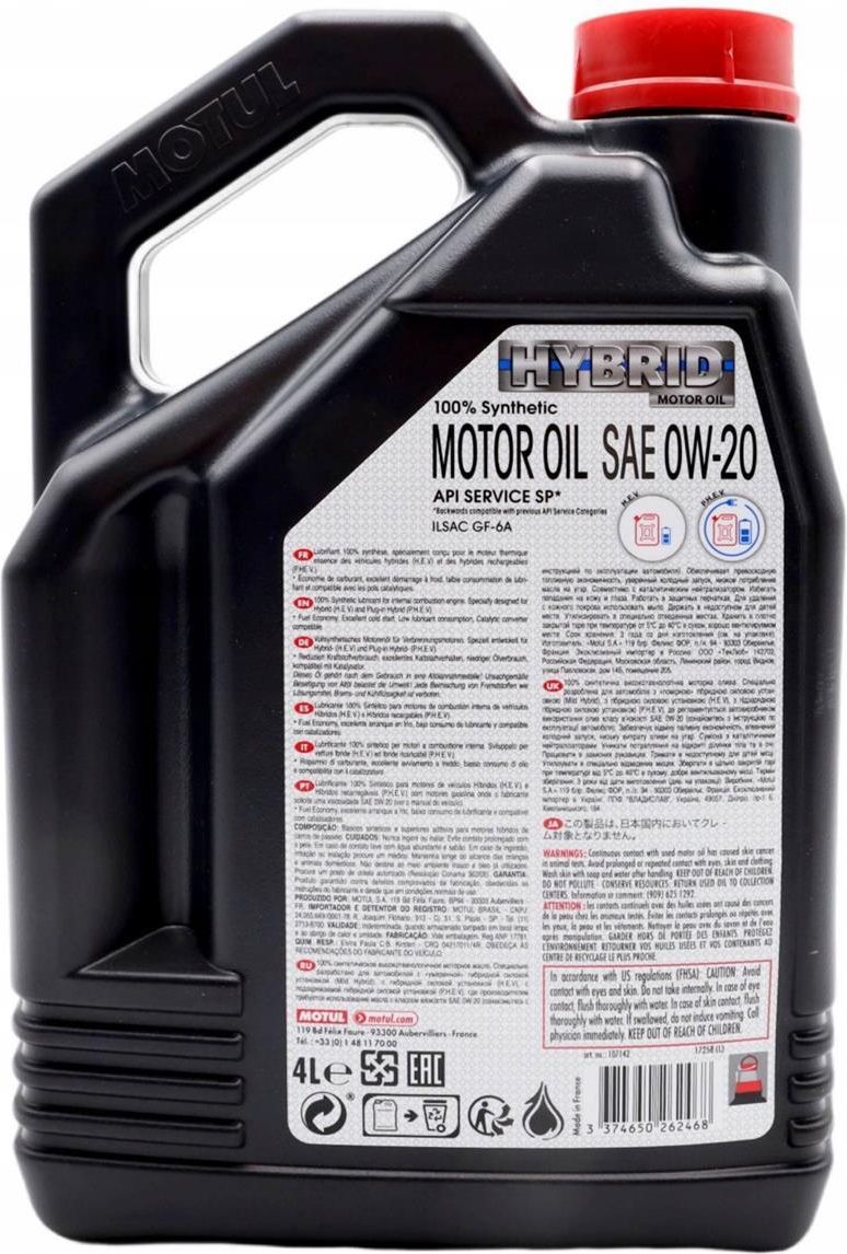 Olej silnikowy Motul Hybrid 0W20 Sn Rc Gf-5 Toyota Honda 4L Hybrid0W204L - Opinie i ceny na Ceneo.pl