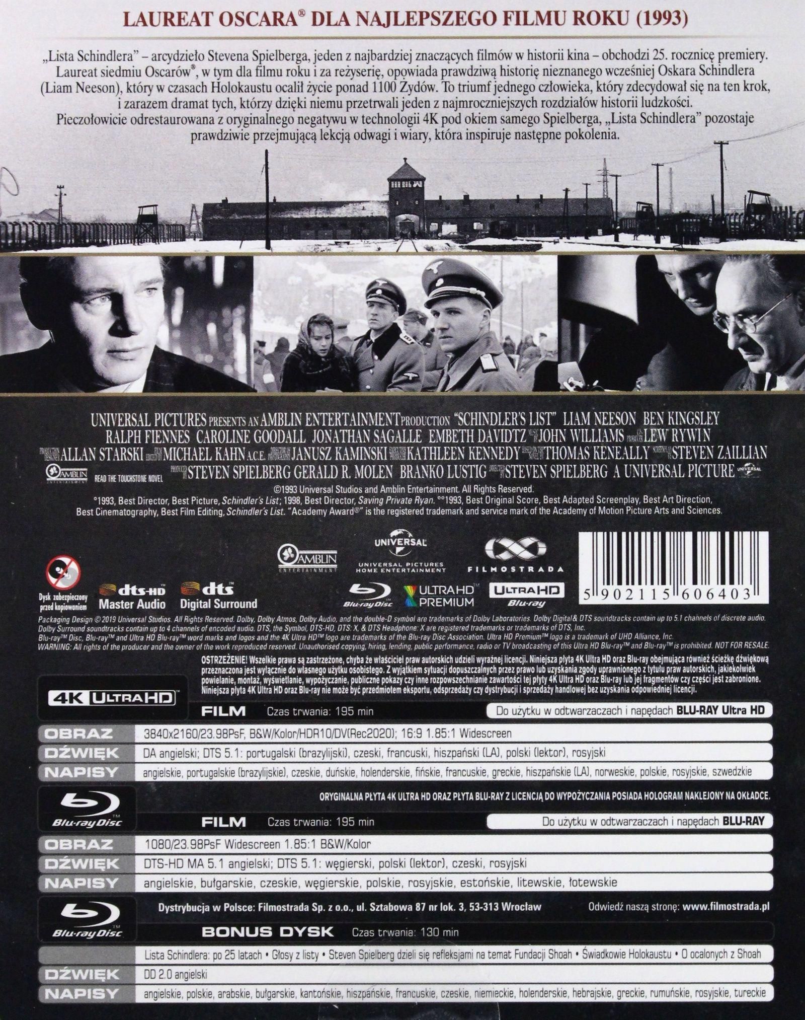 Film Blu-ray Lista Schindlera (25 rocznica) [Blu-Ray 4K]+[Blu-Ray] - Ceny i opinie - Ceneo.pl