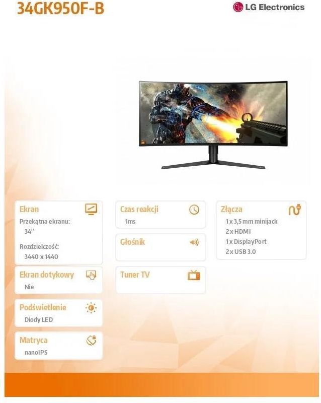 Monitor LG 34 34GK950F-B - Opinie i ceny na Ceneo.pl