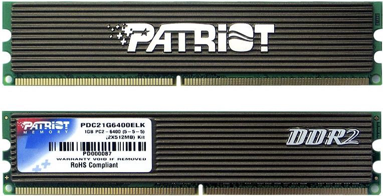 Pamięć RAM Patriot DDR2 1GB PC800 DUAL 1024MB (2x512MB) CL5 EP ELK ...