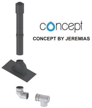 System kominkowy Jeremias Concept 60/100 Zestaw Podstawowy, Pionowy Przez Dach Skośny, System P ...
