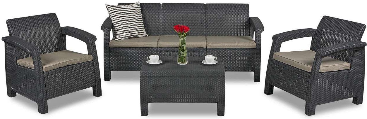 Zestaw mebli ogrodowych Keter Zestaw Corfu Set 5 Antracyt - Ceny i ...