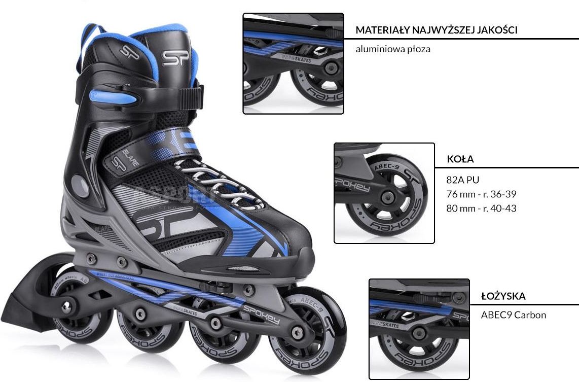 Rolki Spokey Blare Czarno Niebieskie - Cena i Opinie - Ceneo.pl