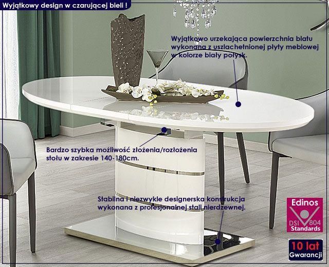 Elior.Pl Rozkładany Stół Nestil Biały Połysk - Opinie i atrakcyjne ceny ...