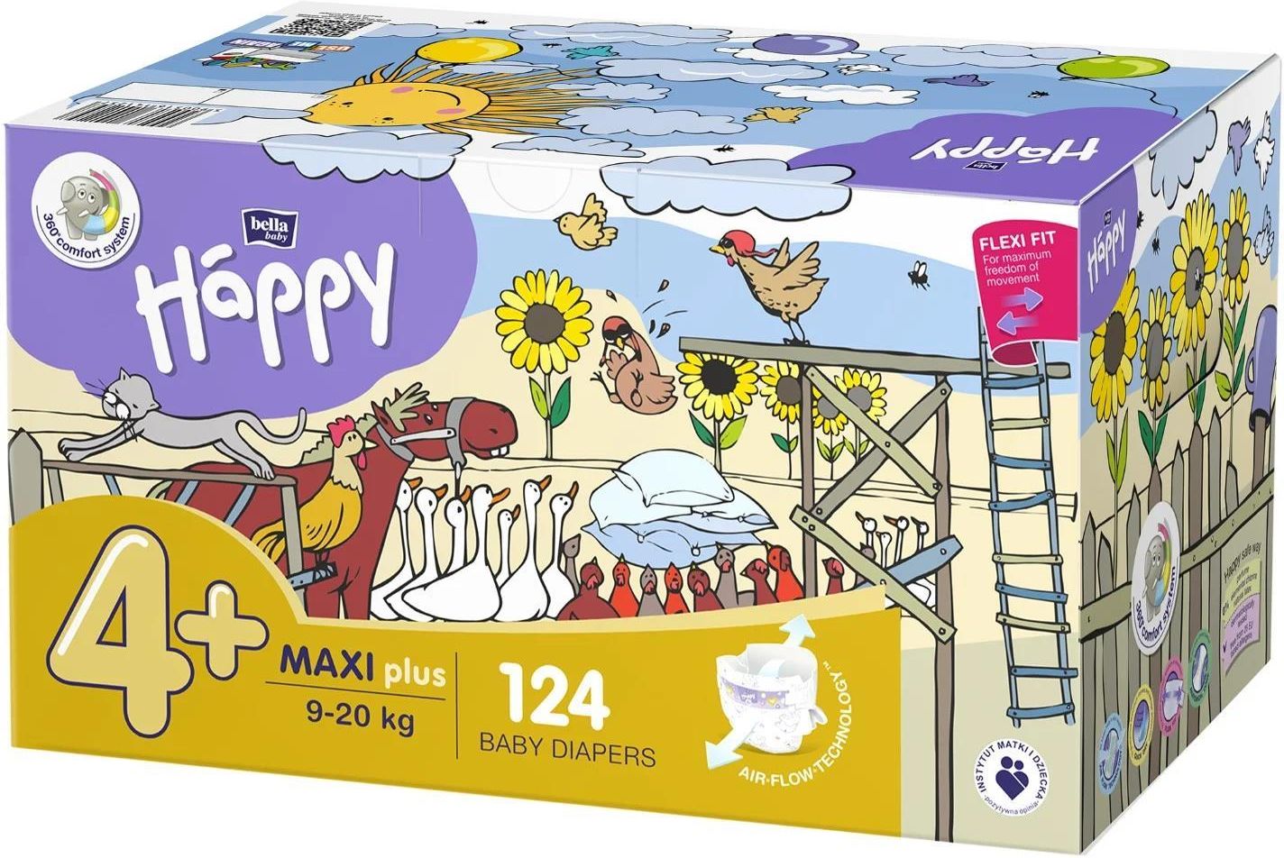 Bella Happy 4+ Maxi Plus BOX 9-20kg 124szt. - Pieluszki jednorazowe 4 ...