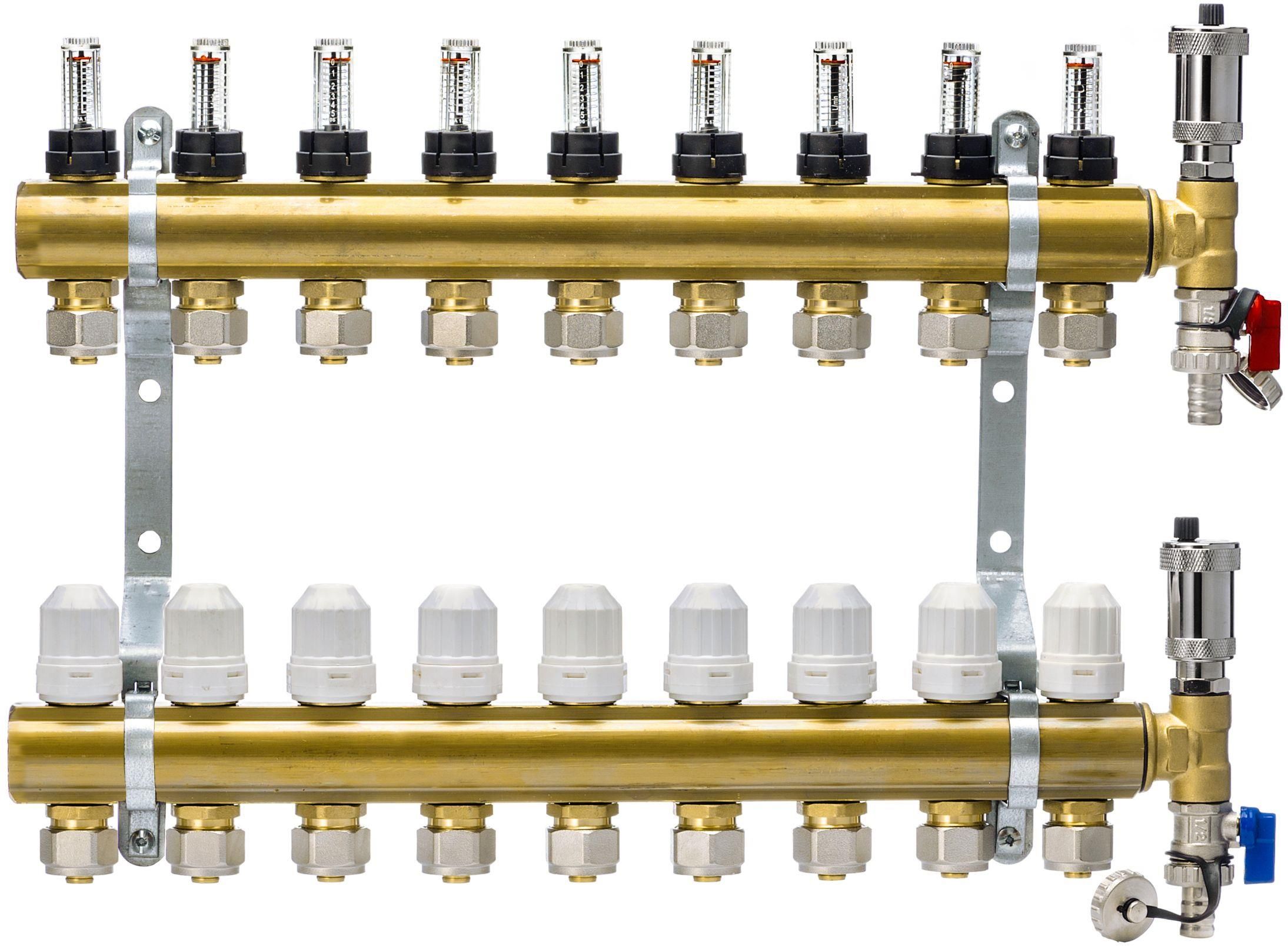 Ogrzewanie podłogowe Wodan Rozdzielacz 9-Obwodowy + Pex 16 Euroconus ...