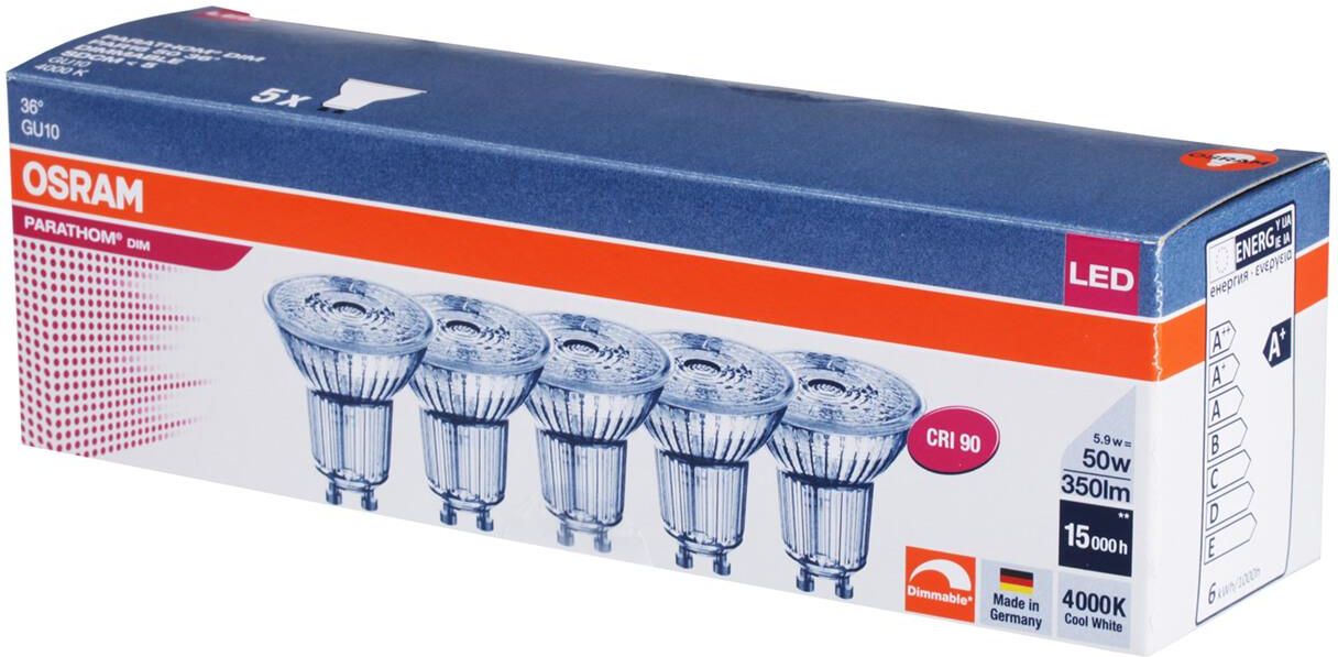 Osram 5Pak Led Gu10 Halogen 5 9W = 50W 350Lm 4000K Ściemnialna (4058075095267) - Opinie i ...
