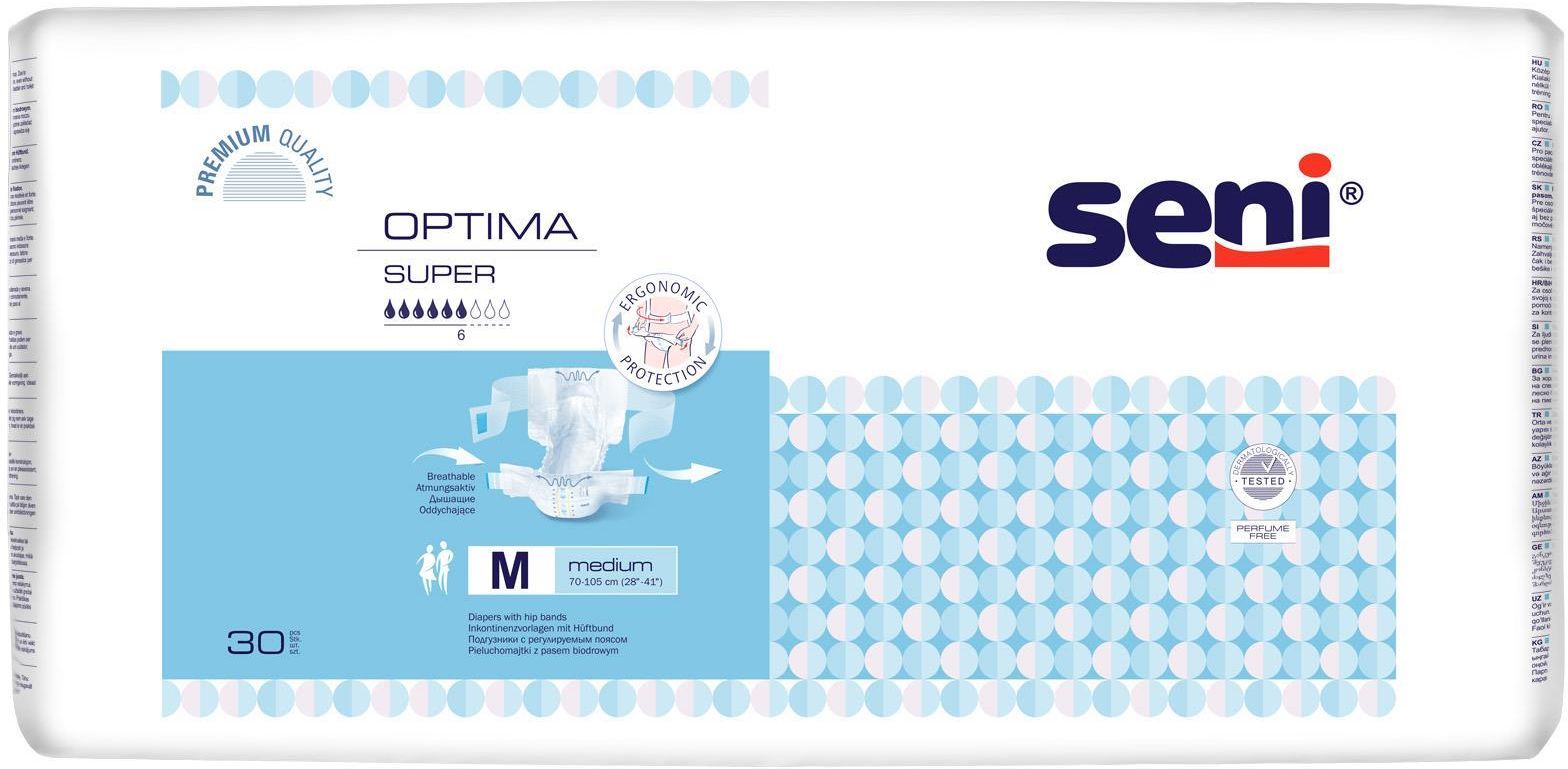 Seni Pieluchomajtki Z Regulowanym Pasem Biodrowym Super Seni Optima Medium (M) 30 szt - Opinie i ...