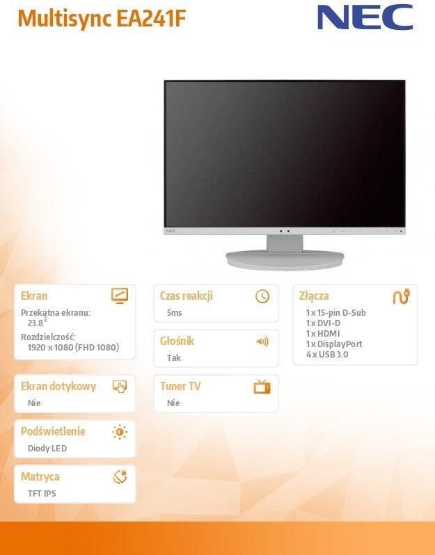 Monitor Nec Multisync Ea241F Biały (60004787) - Opinie i ceny na Ceneo.pl