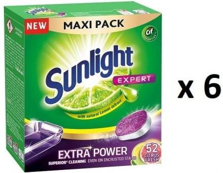 Sunlight Expert Extra Power Citrus Fresh Tabletki Do Zmywarki 6X52Szt ...