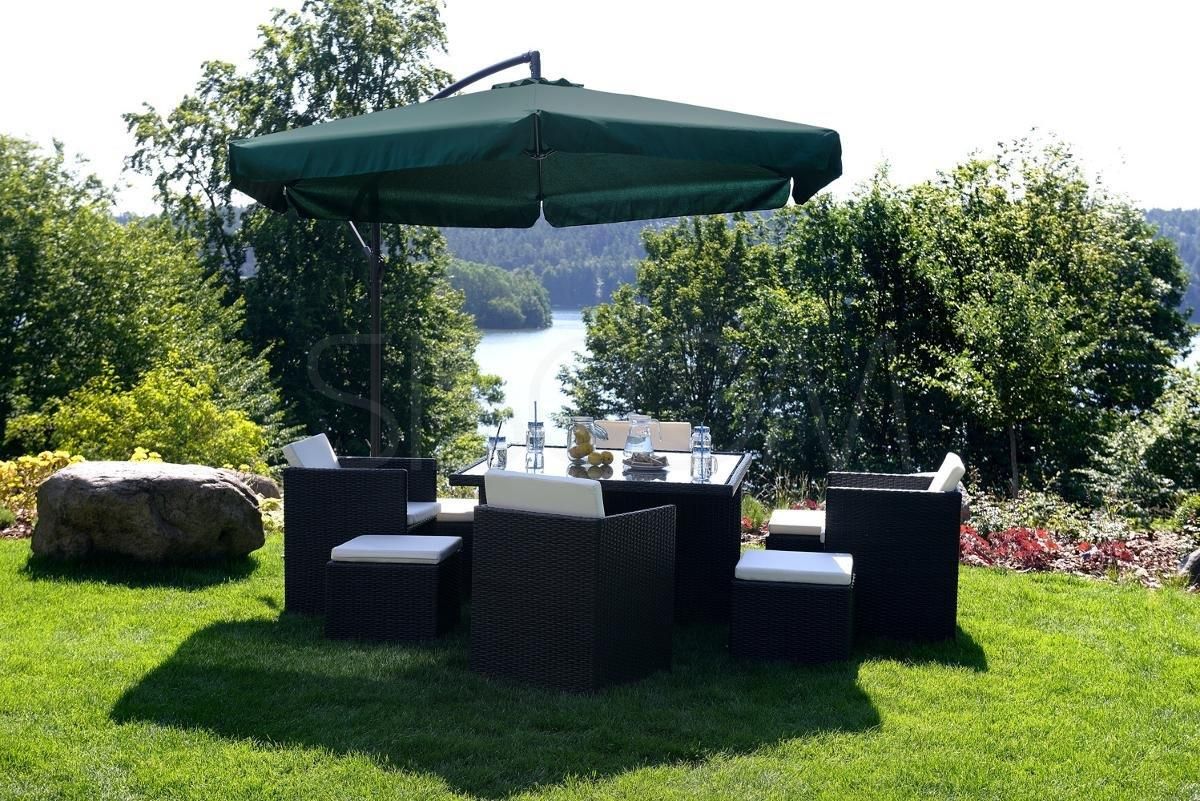 Parasol ogrodowy Funfit Garden Na Wysięgniku 300cm Składany Zielony ...