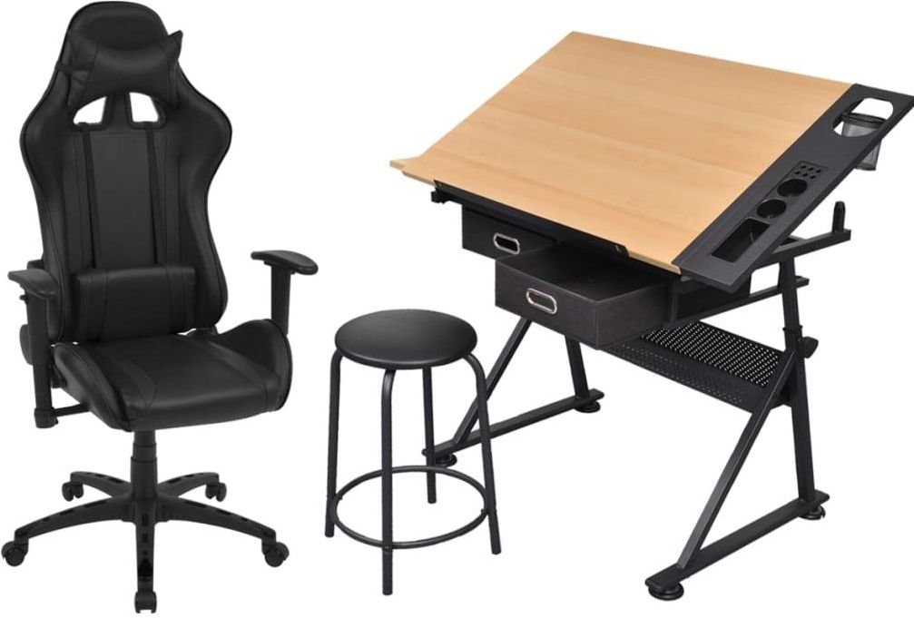 VidaXL Stół kreślarski i krzesło biurowe na kółkach - Opinie i ...