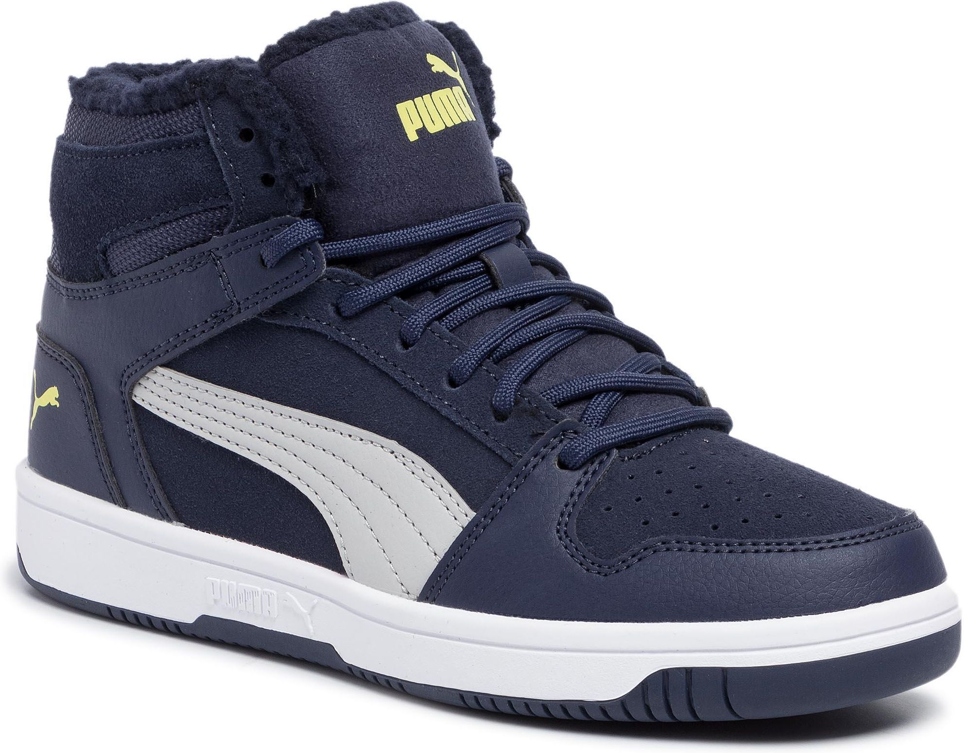 Sneakersy PUMA - Rebound Layup Fur SD Jr 370497 03 Yellow/Wht - Ceny i ...