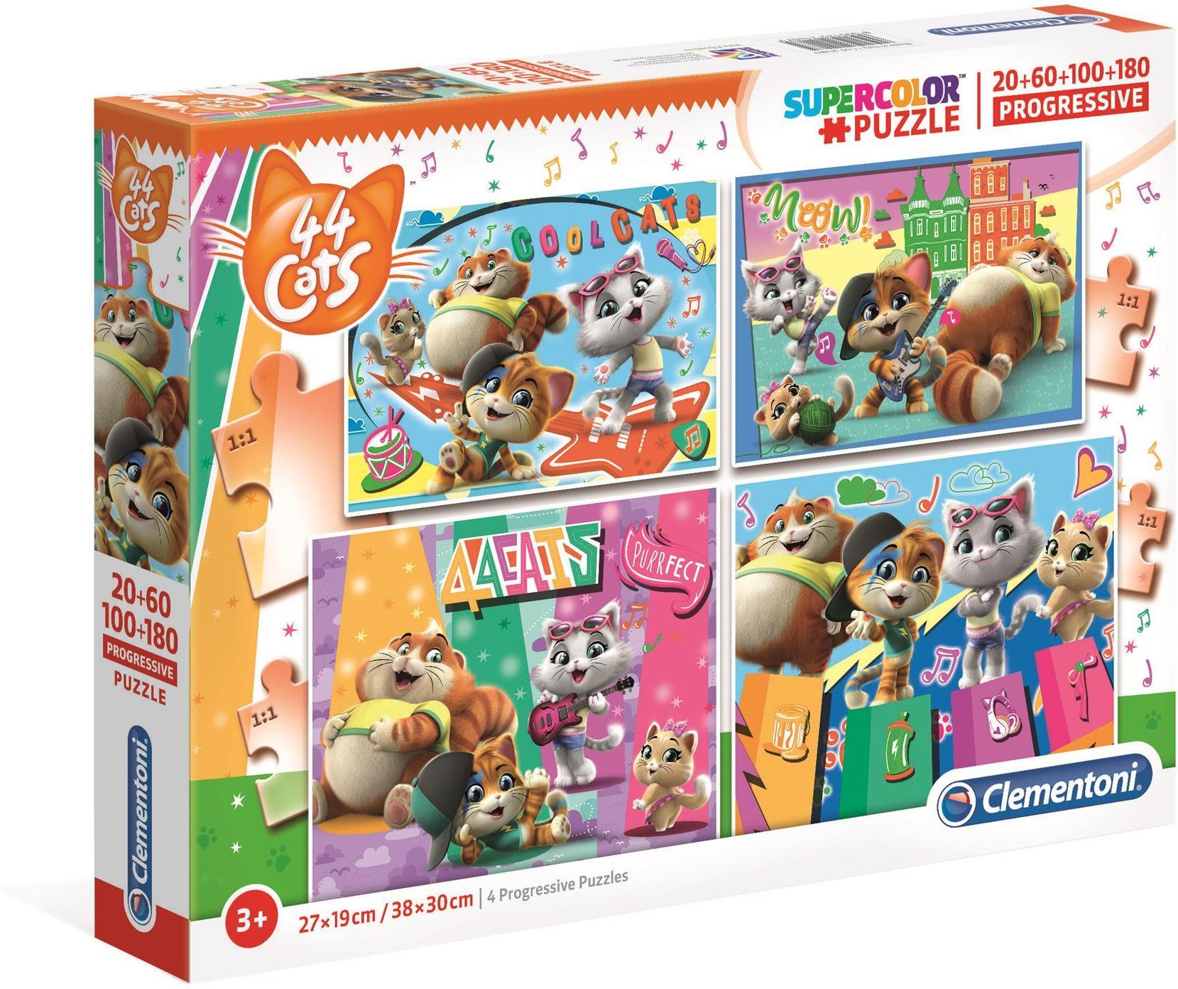 Clementoni Puzzle Progressive Super Color 44 Koty 4W1 - Ceny i opinie ...