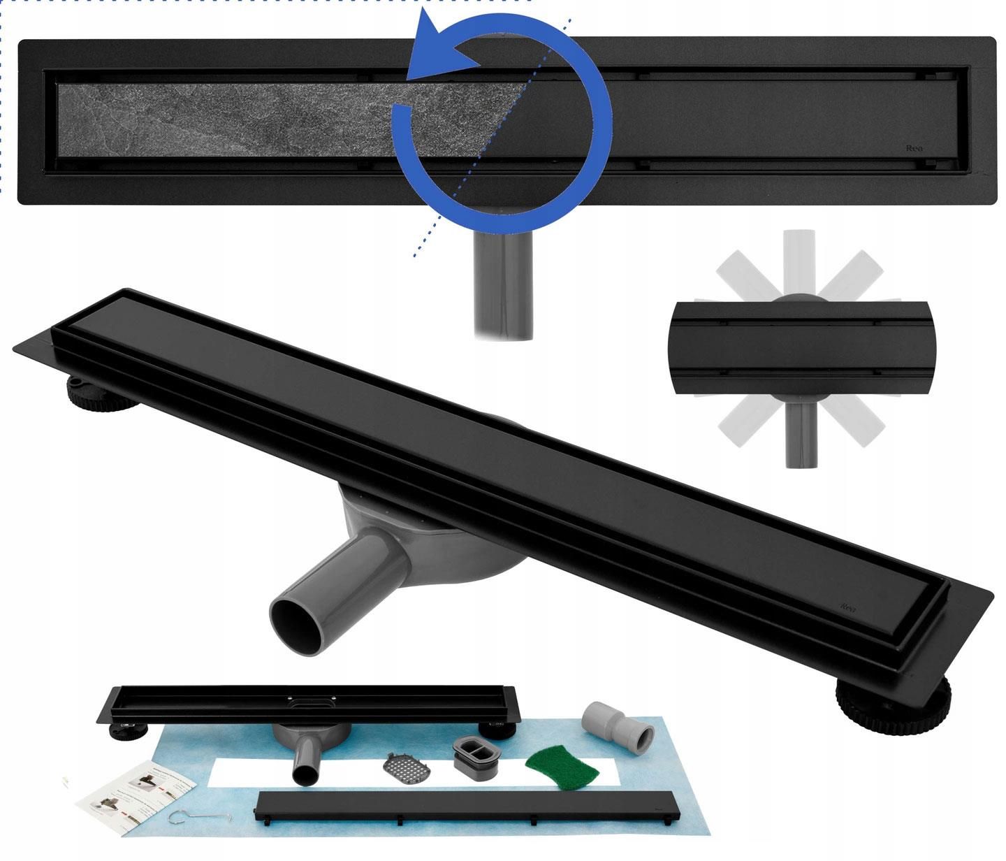 Zestaw odpływowy Rea Odwodnienie Liniowe Neo Pure Pro 2W1 Czarny 700Mm ...