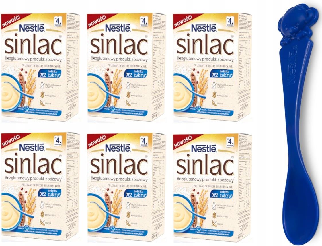 Sinlac Bezglutenowa Kaszka Bez Cukru 6X300G - Ceny i opinie - Ceneo.pl