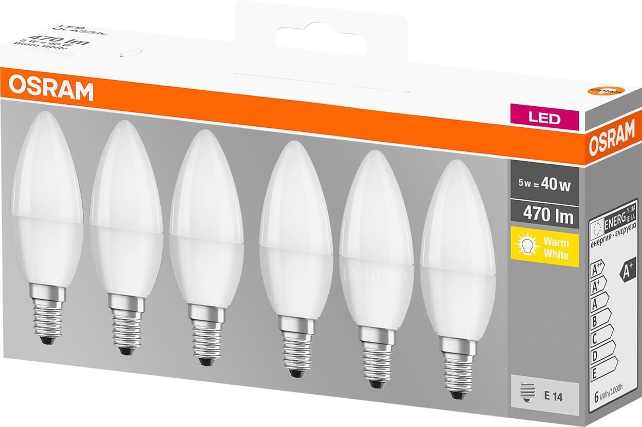 Osram 6X Led Świeczka E14 5W = 40W 470Lm 2700K (Zosrledw0005C) - Opinie i atrakcyjne ceny na ...