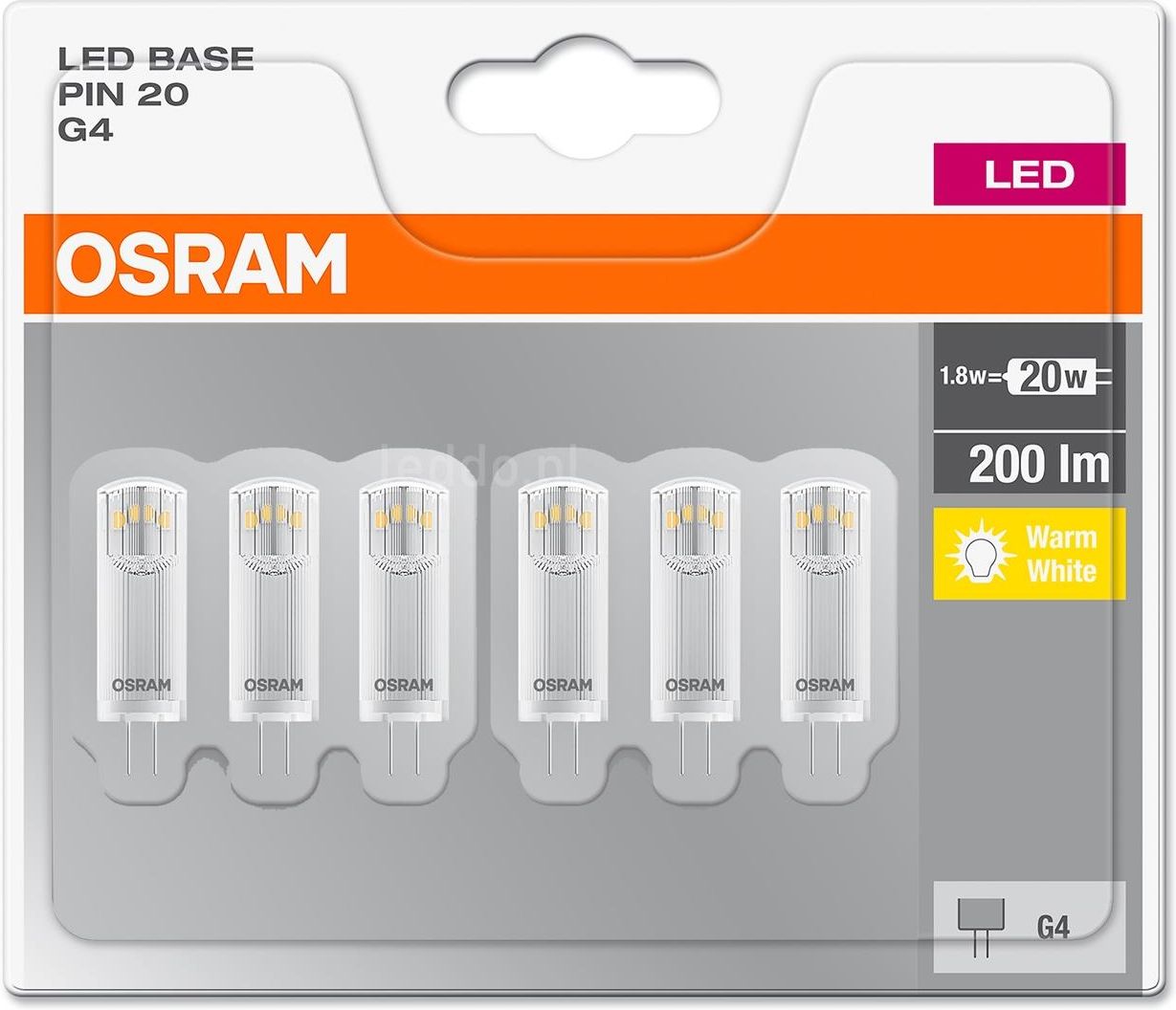 Osram 6X Led G4 Kapsułka 1 8W = 20W 200Lm 2700K 12V 300° (Zosrledw0060C ...